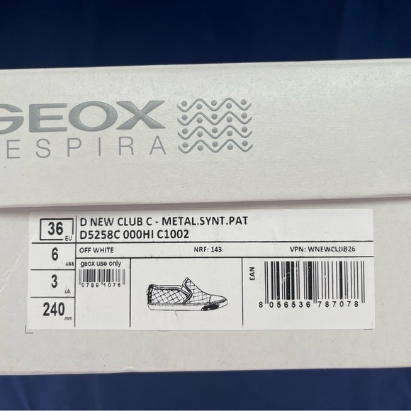 Geox | Shoes | Nib Geox Respira Patent Quilted Slip On White Rear ...